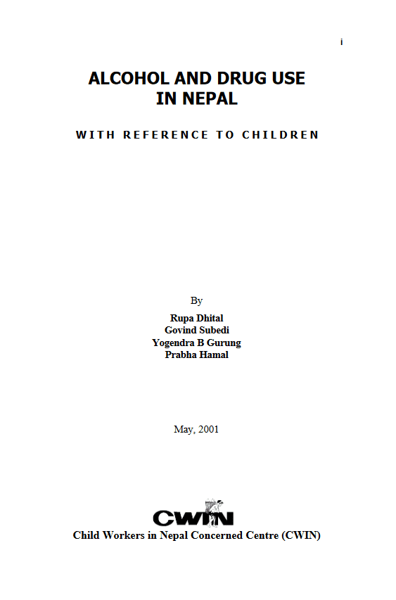 Alcohol and Drug Use in Nepal: With Reference to Children - FORUT
